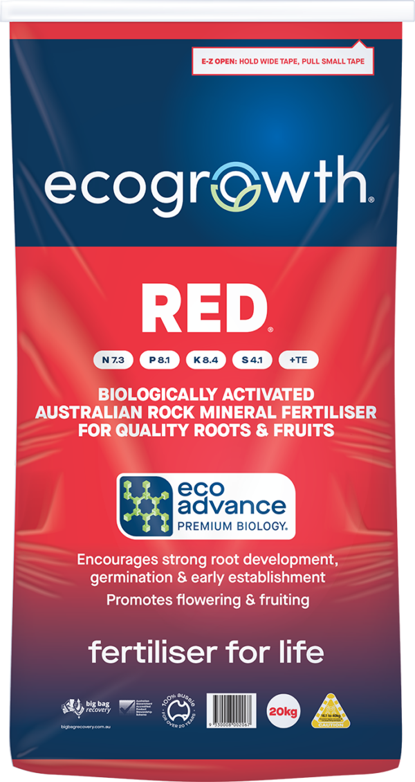 Ecogrowth Red® | Australian Fertiliser for Quality Roots and Fruits